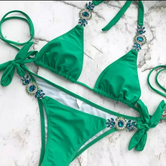 Swim | Rhinestones Jeweled Bikini Swimwear | Poshmark
